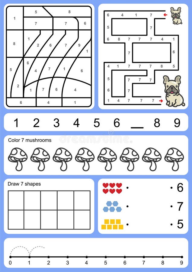 Coloring, Tracking, Matching and Drawing Object of Number Stock Vector ...
