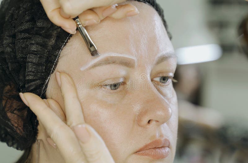 Coloring with White Lines of the Shape of the Eyebrows on the Face ...