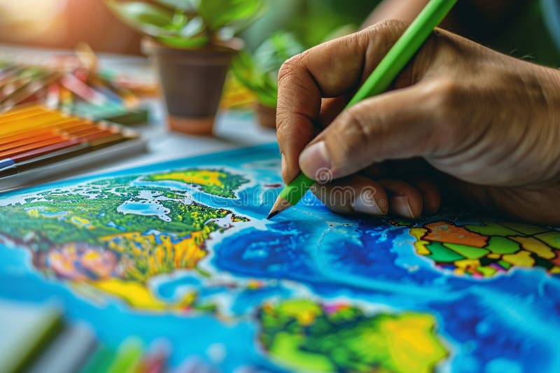 Coloring the World Map stock illustration. Illustration of coloring ...