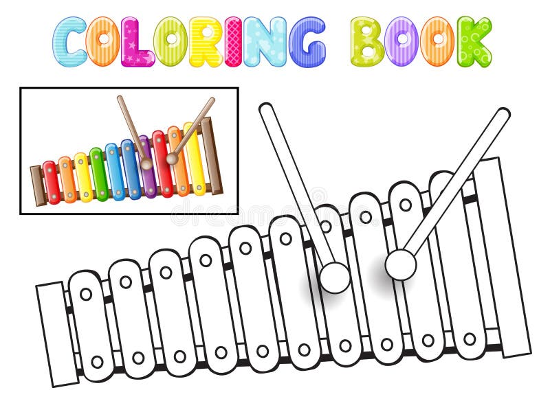 Coloring xylophone stock illustration. Illustration of isolated - 107499298