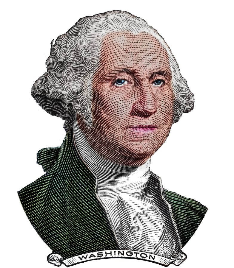 Colorized George Washington Cut on 1 Dollar Banknote Isolated on ...