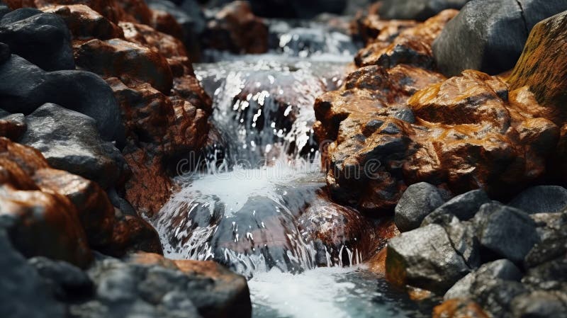 Colorized Tilt-shift Water Flow in Rocky Area - 32k Uhd Stock ...