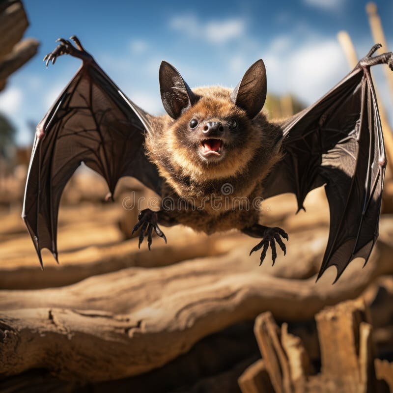 Colorized Vray Tracing Photograph of a Flying Bat with Humorous Animal ...