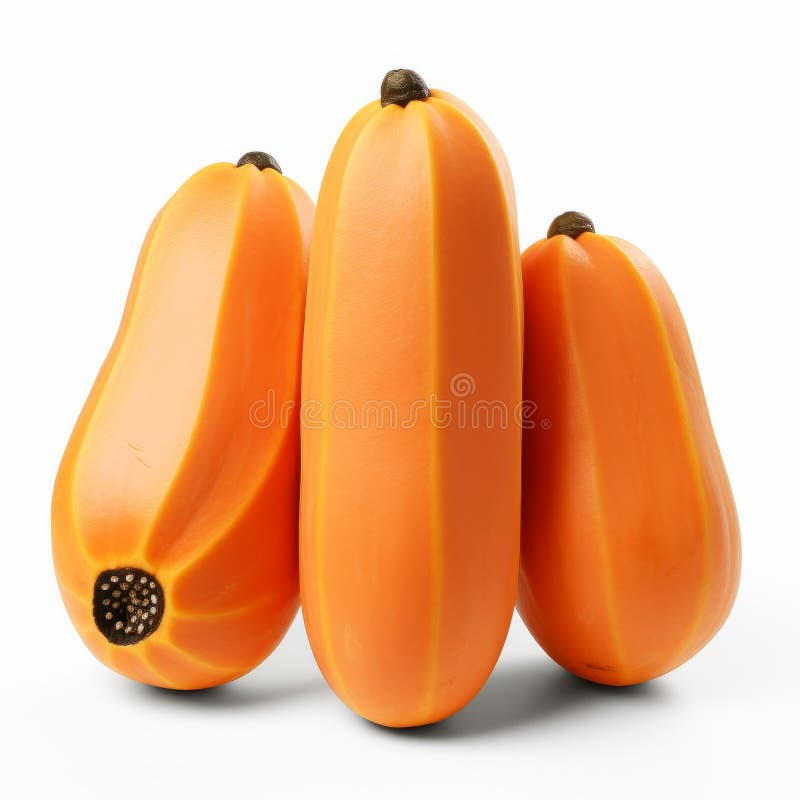 Colorized Zbrush Style Orange Squash Trio on White Background Stock ...