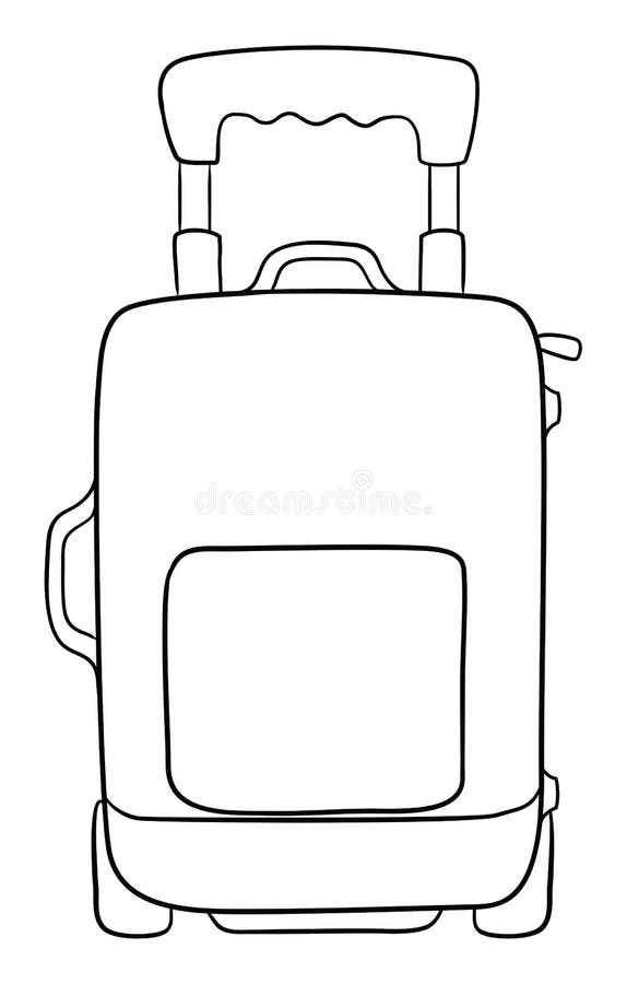 Colorless Suitcase Ready for Vacations and Coloring Activities, Vector ...
