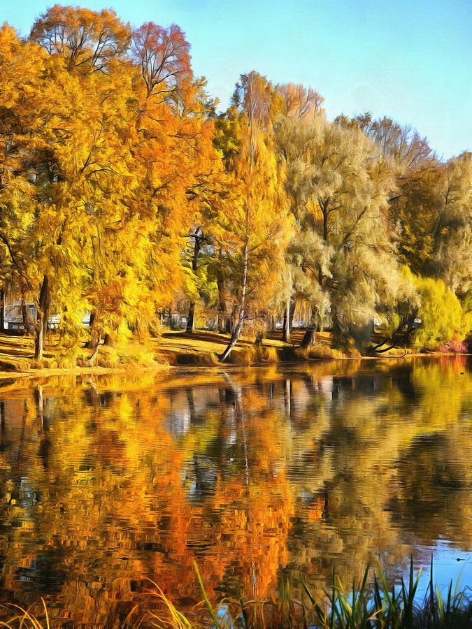 Colors of Autumn - Trees and River Stock Image - Image of covered, park ...