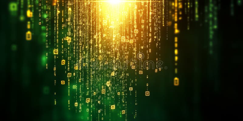 Colors Blend and Shimmer As Luminous Symbols Cascade in a Digital ...