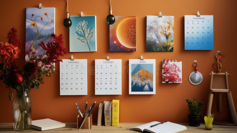 Colors calendar and book stock illustration. Illustration of nook ...