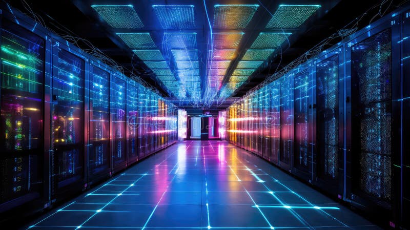 Colors datacenter lights stock illustration. Illustration of servers ...