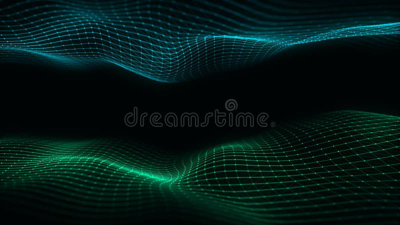 Colors Double Wave with Motion Dots and Lines. Abstract Digital ...