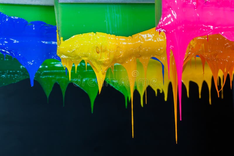Colors Dripping from the Rubber Print Handle Stock Image - Image of ...