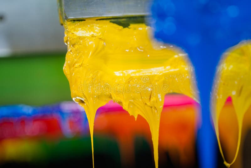 Colors Dripping from the Rubber Print Handle Stock Image - Image of ...