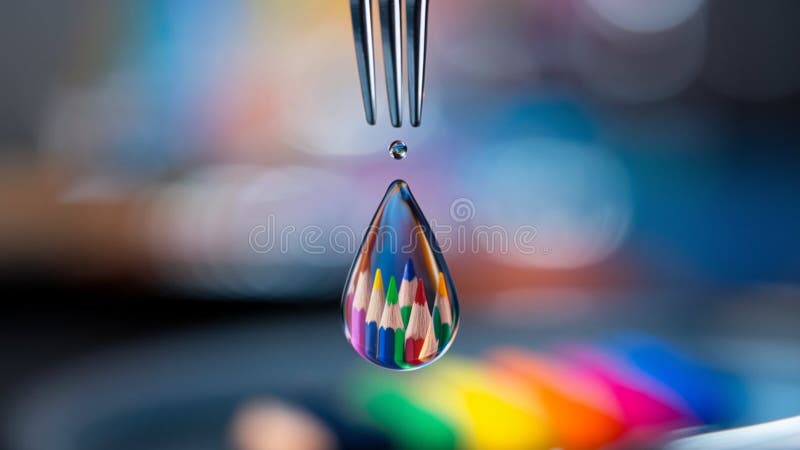 Colors Explosion on a Drop. Refraction of Colored Pencils on a Drop ...