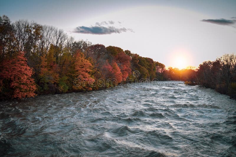 Colors of Fall Over a Raging River Stock Image - Image of fall, river ...