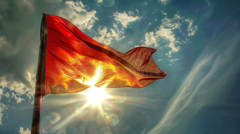 The Colors of the Flag and the Sun Blending Together in a Fiery Display ...