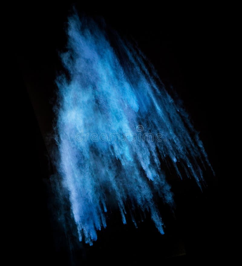 Blue Dust Explosion Isolated on Black Background Stock Photo - Image of ...