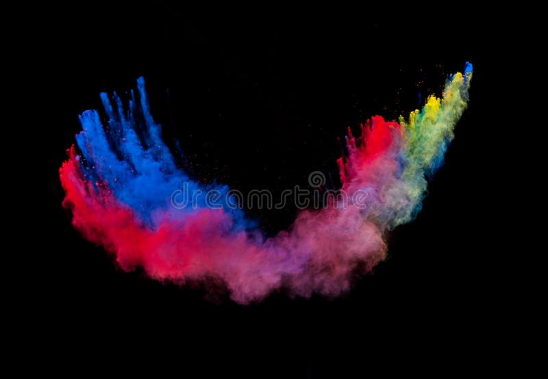 Green Blue Color Powder Explosion Cloud Isolated on Black Background ...