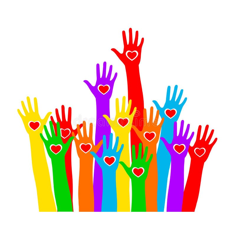 Colors Hands with Heart Up. Stock Vector - Illustration of gladness ... Colors Hands with Heart Up. Stock Vector - Illustration of gladness ...
