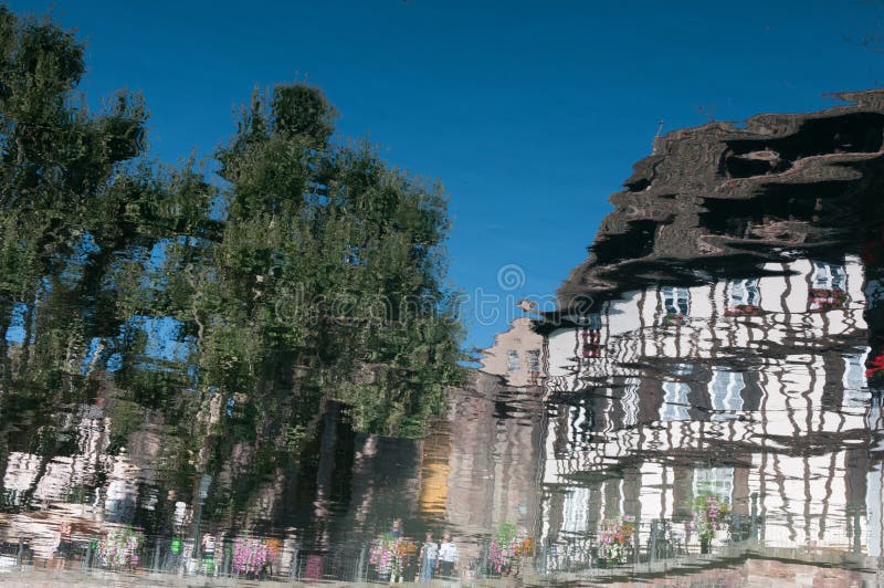 Colors, House and People Reflections on the Waterw Stock Photo - Image ...