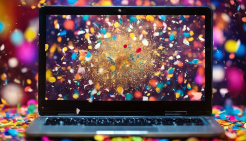 Colors Laptop Vibrant Screen Gital Confetti Captivating Explosions ...