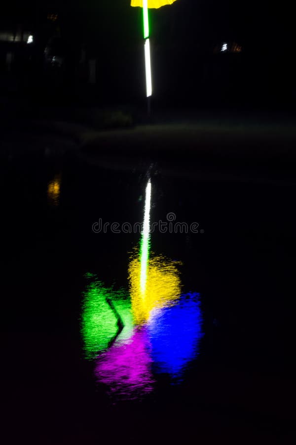 Colors Light Beam of Fluorescent Light Colorful Reflection in the River ...