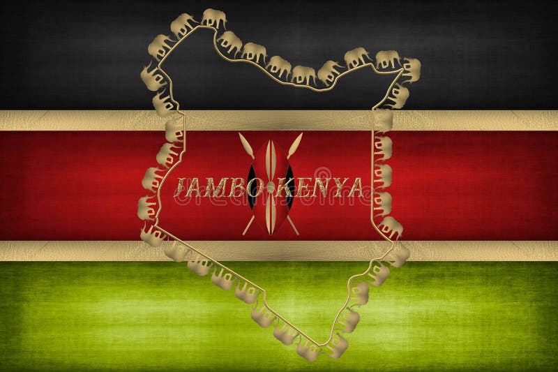 The Colors and Map of Kenya Stock Illustration - Illustration of close ...