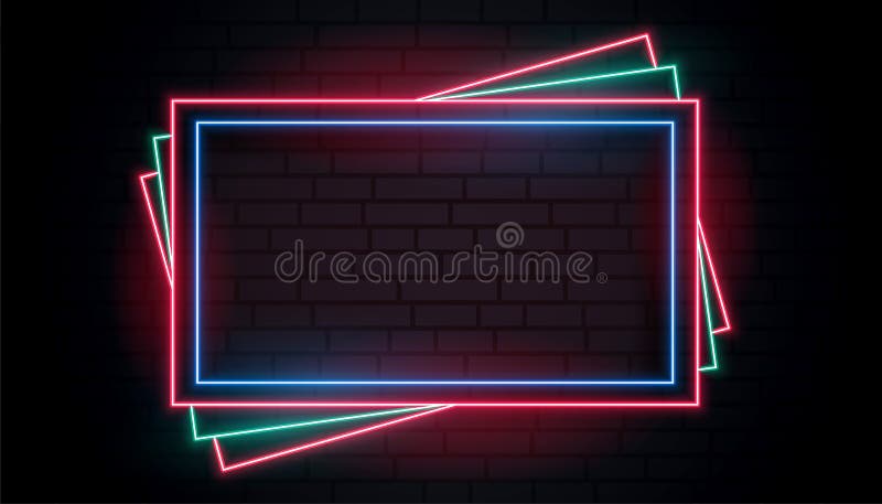 Colors Neon Frame in Stacking Style Design Stock Vector - Illustration ...