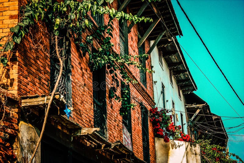 Colors of Nepal stock photo. Image of detail, brick - 197218520