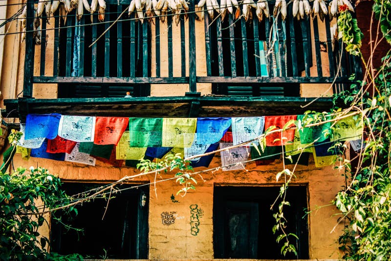 Colors of Nepal stock image. Image of building, facade - 197224511