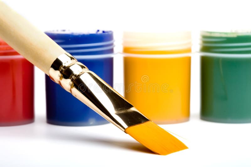 Colors and Painting Brushes. Stock Image - Image of cans, creativity ...
