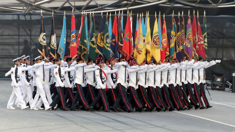 Military Colors Party Marching during NDP 2009 Editorial Stock Image ...