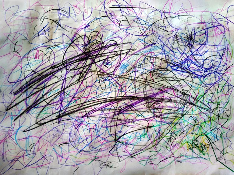 Colors Pencils Abstract Scribble Background on Paper Texture. Hand ...