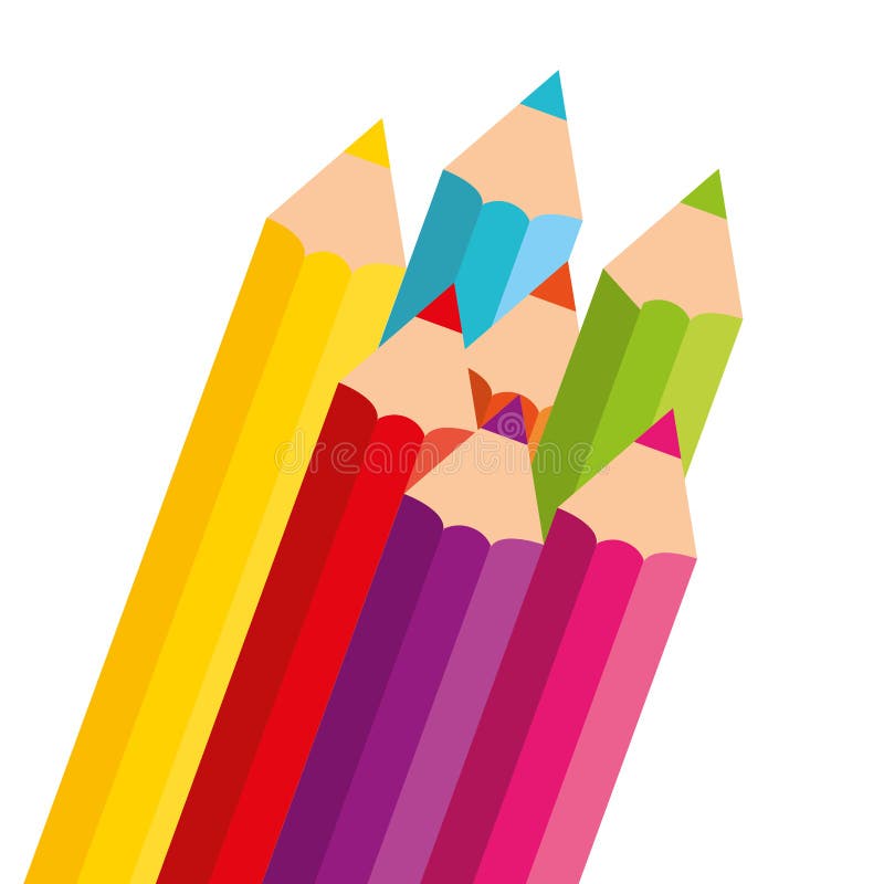 Set colors pencils icon stock vector. Illustration of colored - 91764749