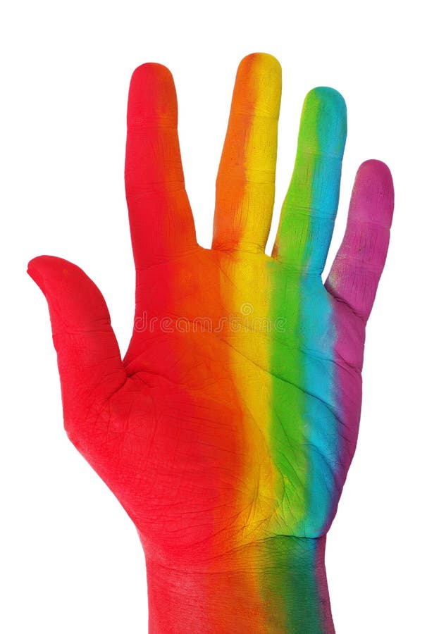Colors of Rainbow. Hands Painted in Rainbow Colors. Palms in Paint ...