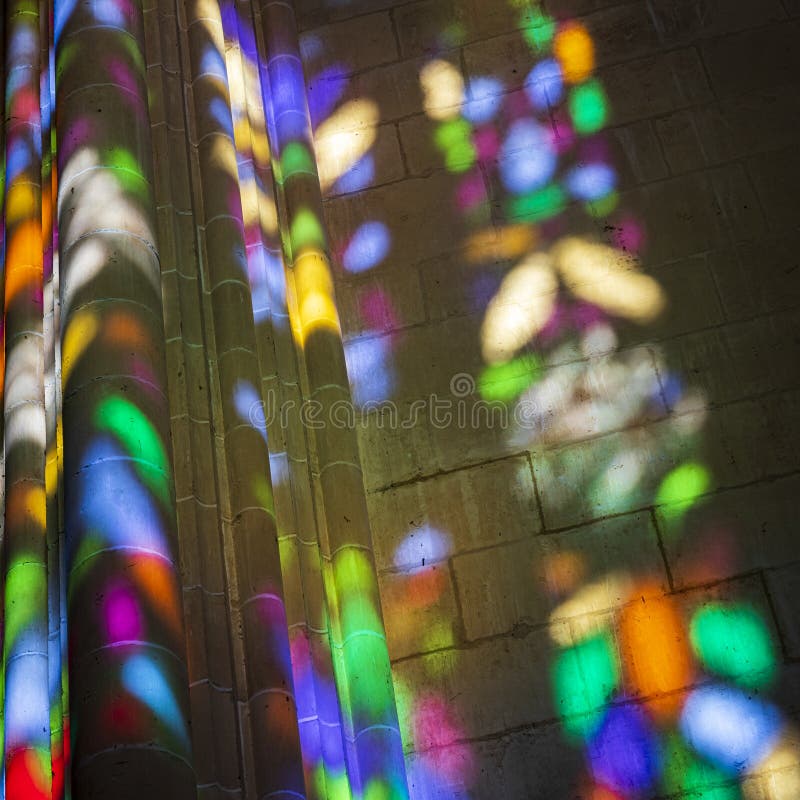 Colors Reflection from Stained Glass Stock Image - Image of round ...