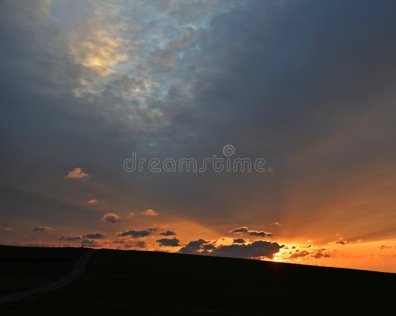 Colors after Sunset, Gray, Orange and Blue Colors before Dark Stock ...