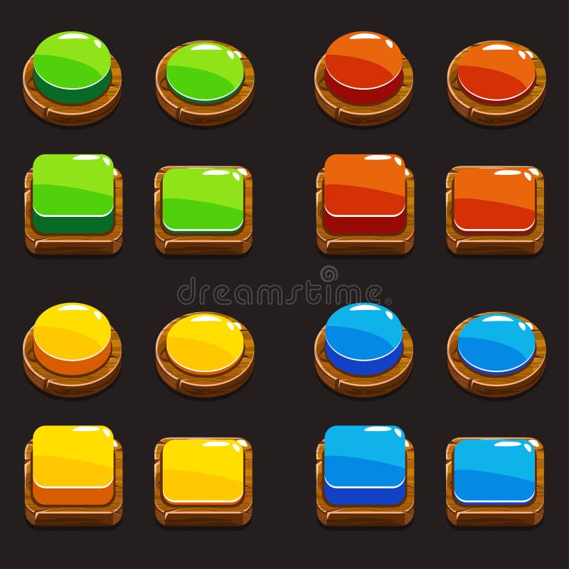 Colors Wooden Push Buttons for a Game Stock Vector - Illustration of ...