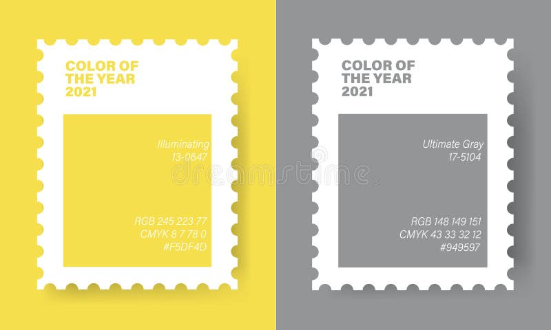 Colors of the Year 2021 in a Stamps. Illuminating and Ultimate Gray ...
