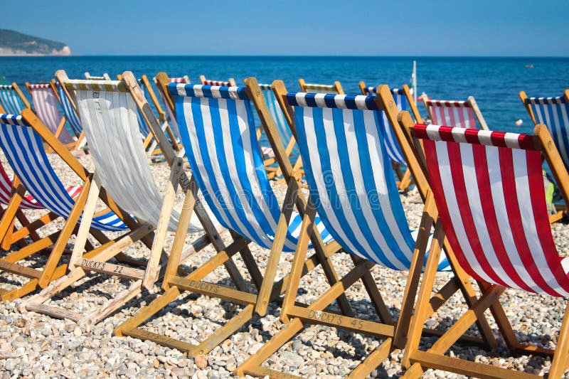 Colorurful Sunbeds on the Beach Stock Photo - Image of holidays ...