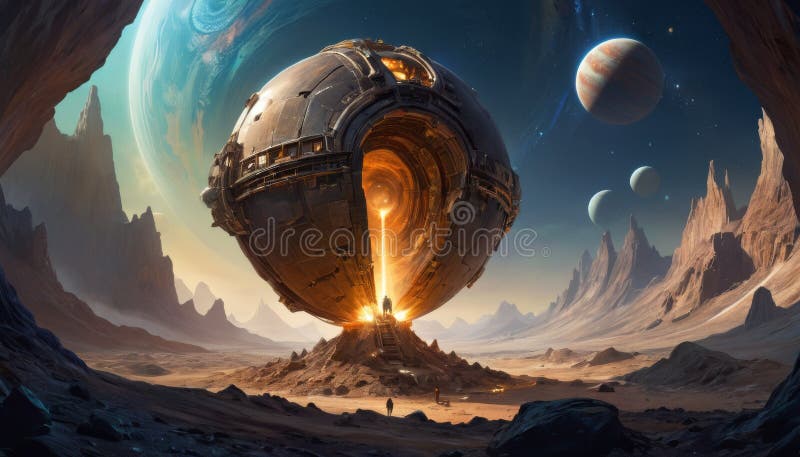 Ancient Sphere on Alien Terrain Stock Image - Image of planets, scifi ...