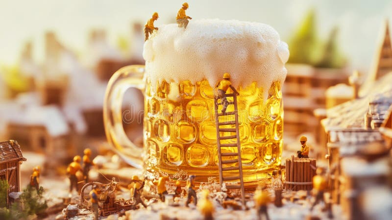 Colossal Beer Glass Towers Over Tiny Construction Workers in a ...