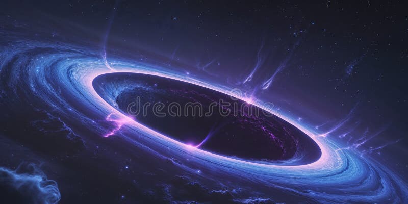 Colossal Black Hole Bending Space and Time in Deep Space. Stock Photo ...