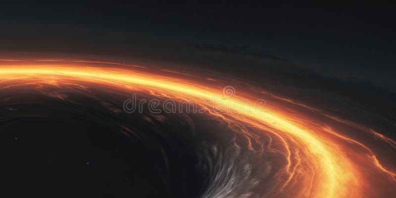 Colossal Black Hole with Swirling Orange and Yellow Accretion Disk ...