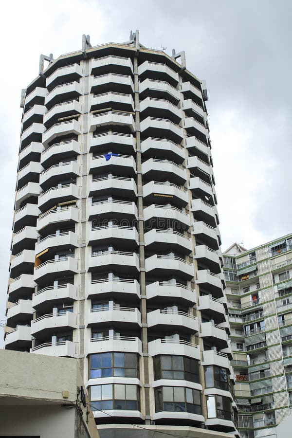 Colossal Building in Benidorm City Under Cloudy Sky Stock Image - Image ...