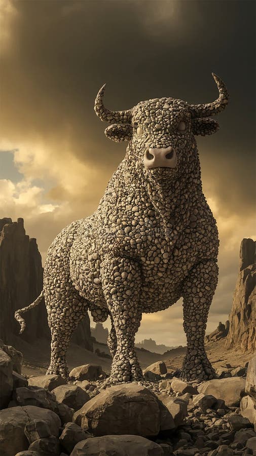 A Colossal Bull, Sculpted from an Array of Boulders and Stones Stock ...