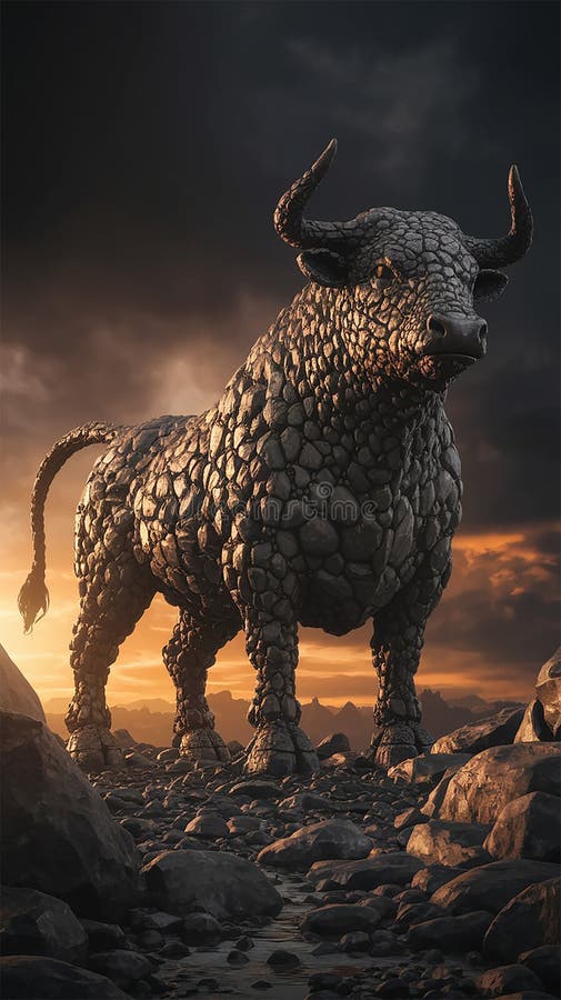A Colossal Bull, Sculpted from an Array of Boulders and Stones Stock ...