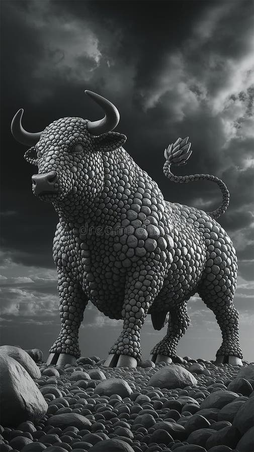 A Colossal Bull, Sculpted from an Array of Boulders and Stones Stock ...