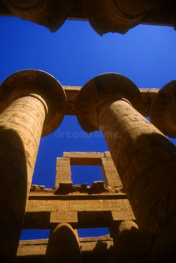 Colossal Columns with Hieroglyphics Stock Image - Image of egypt ...