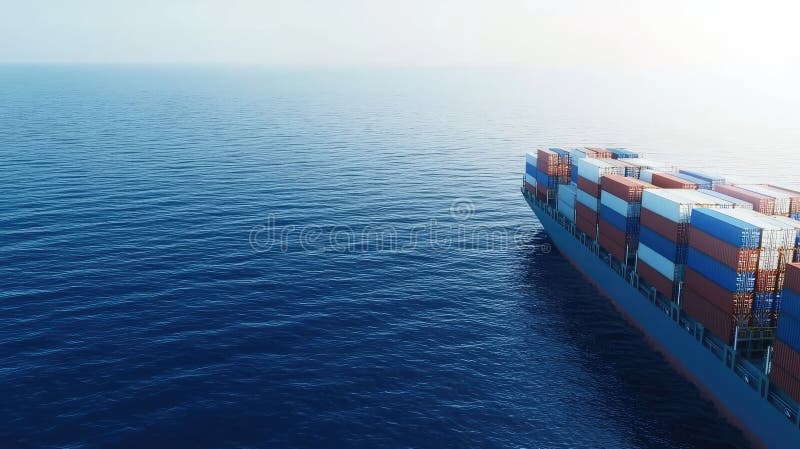 A Colossal Container Ship Sails through the Ocean, Transporting Cargo ...