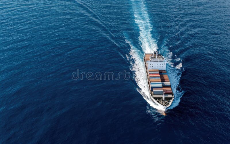 A Colossal Container Ship Sails through the Ocean, Transporting Cargo ...